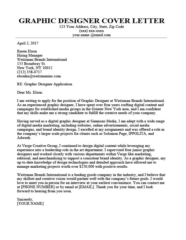  Application Letter Graphic Designer Sample Graphic Design Cover 