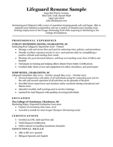 Lifeguard Resume Sample & Writing Tips | Resume Companion