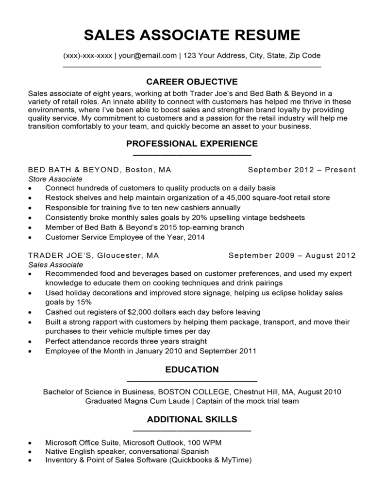 Sales Associate Resume Sample Writing Tips Resume Companion