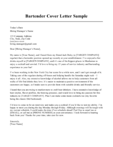 Bartender Cover Letter Sample & Tips | Resume Companion