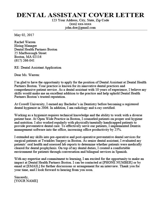 Dental Cover Letter Samples August 2022 Resume Catalog CHEDDARCARD COM