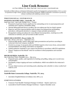 Line Cook Resume Sample & Writing Tips | Resume Companion