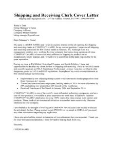 Shipping and Receiving Clerk Cover Letter Sample & Guide | RC