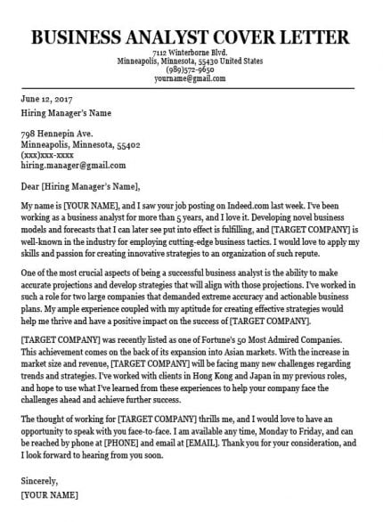 Business Analyst Cover Letter Example Masaka luxiarweddingphoto