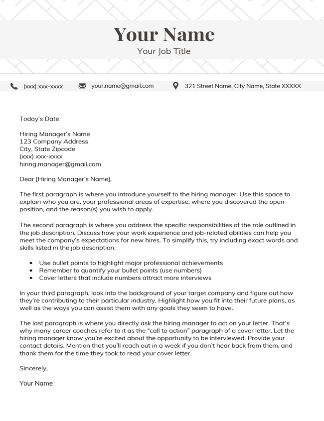 Free Professional Cover Letter Templates Word Download 45 Designs
