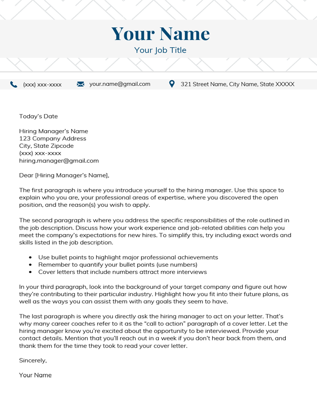 Free Professional Cover Letter Templates Word Download 45 Designs